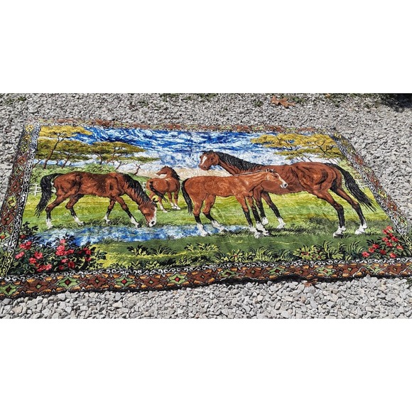 Unbranded | Wall Decor | Vintage Velvet Horse Tapestry Wall Artrug ...